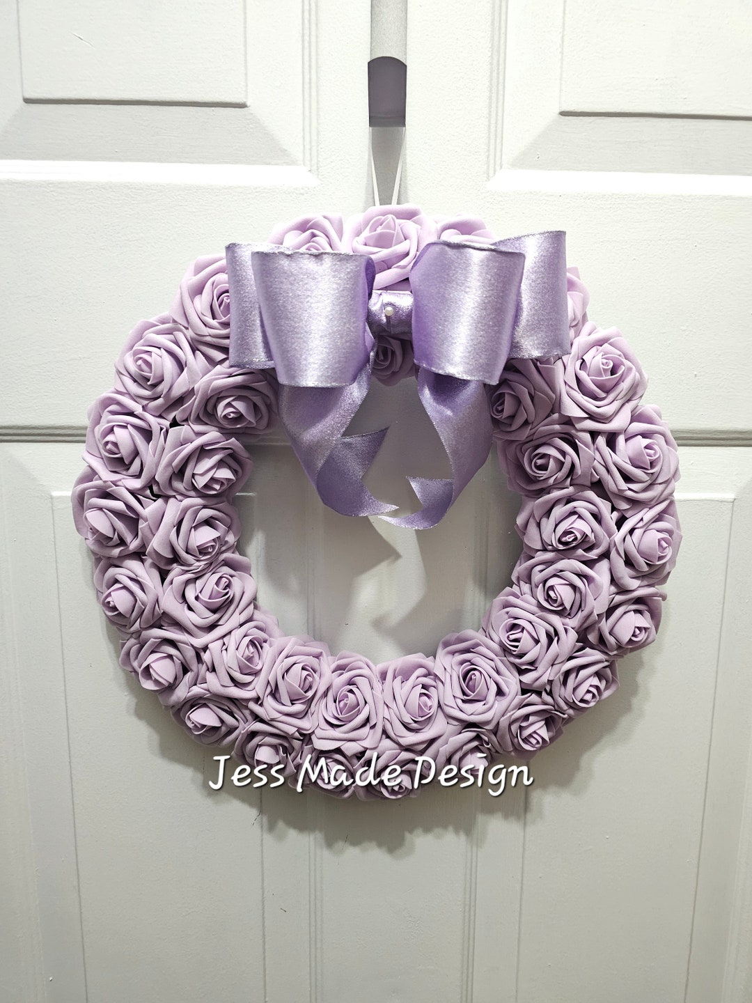 Purple Rose Wreath, Spring Door Wreath, Mother's Day Gift, Lavender ...