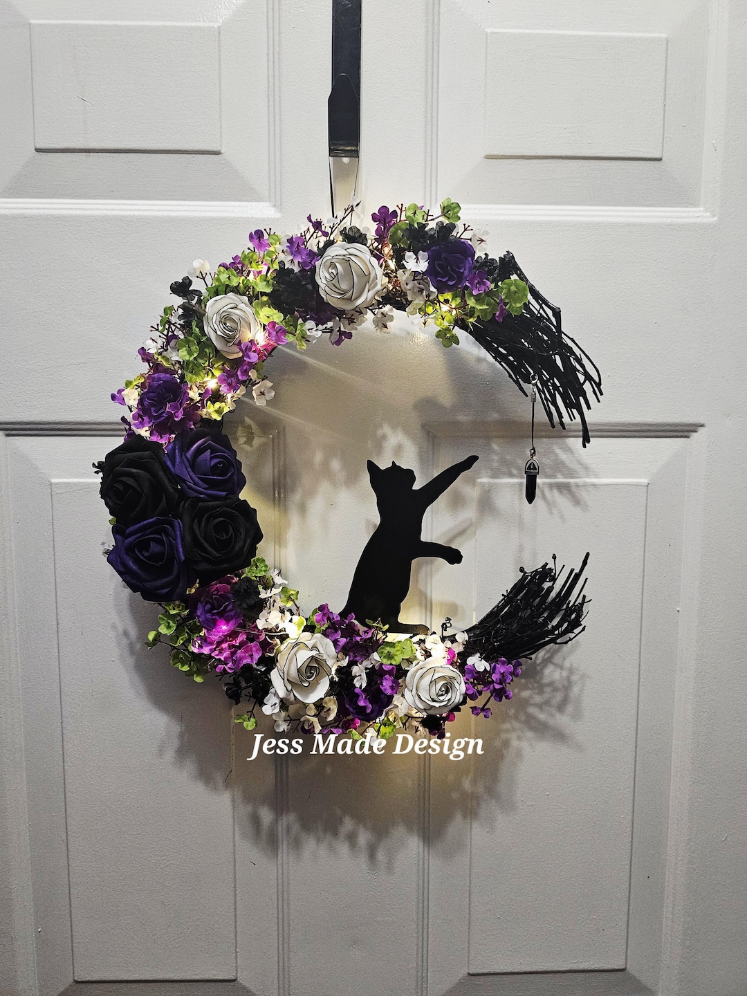 Cat Moon Halloween Wreath: Spooky Gothic Fall Decor - Etsy