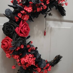 Red and Black Moon Wreath. Gothic Moon Decor. Witchy Door Wreath ...