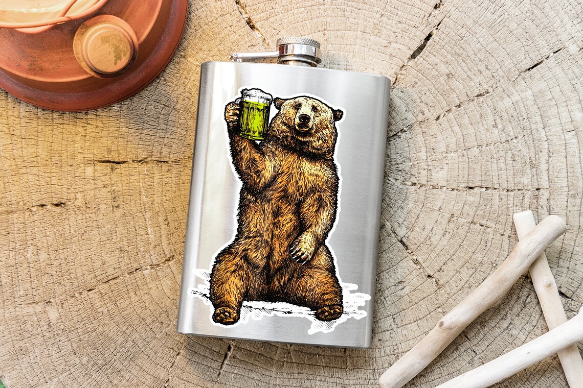 Bear Beer Sticker Vinyl Sticker Laptop Sticker Yeti Cooler - Etsy