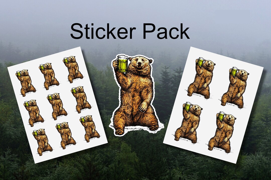 Bear Beer Sticker Pack, Sticker Pack, Bundle Sticker, Laptop Sticker ...