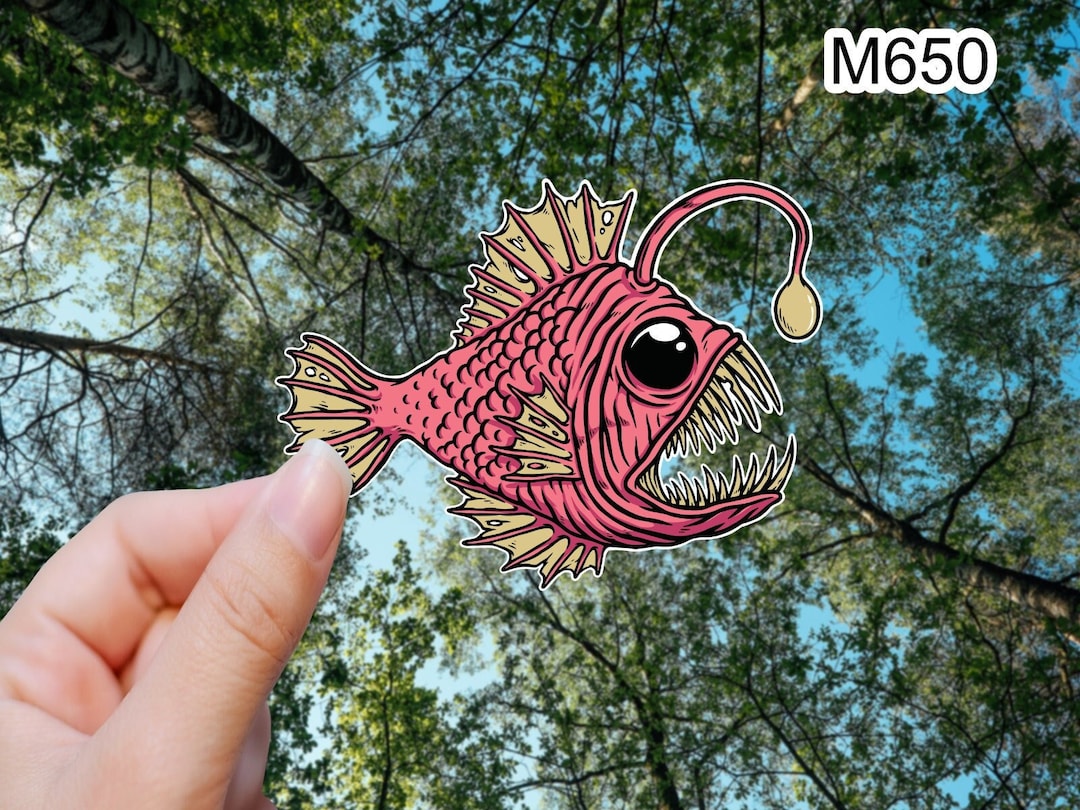 Deep Sea Fish Sticker, Angler Fish, Illustration Sticker, Vinyl ...