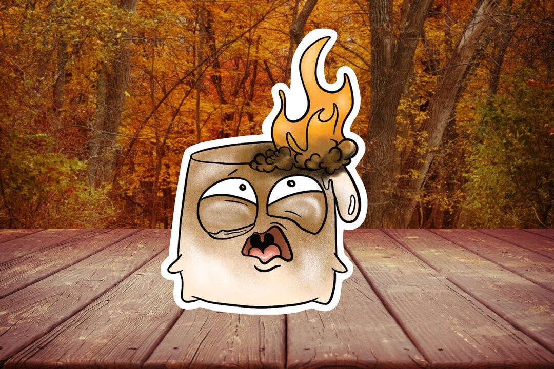 Funny Marshmallow Roasting Vinyl Sticker, Camping Sticker - Etsy