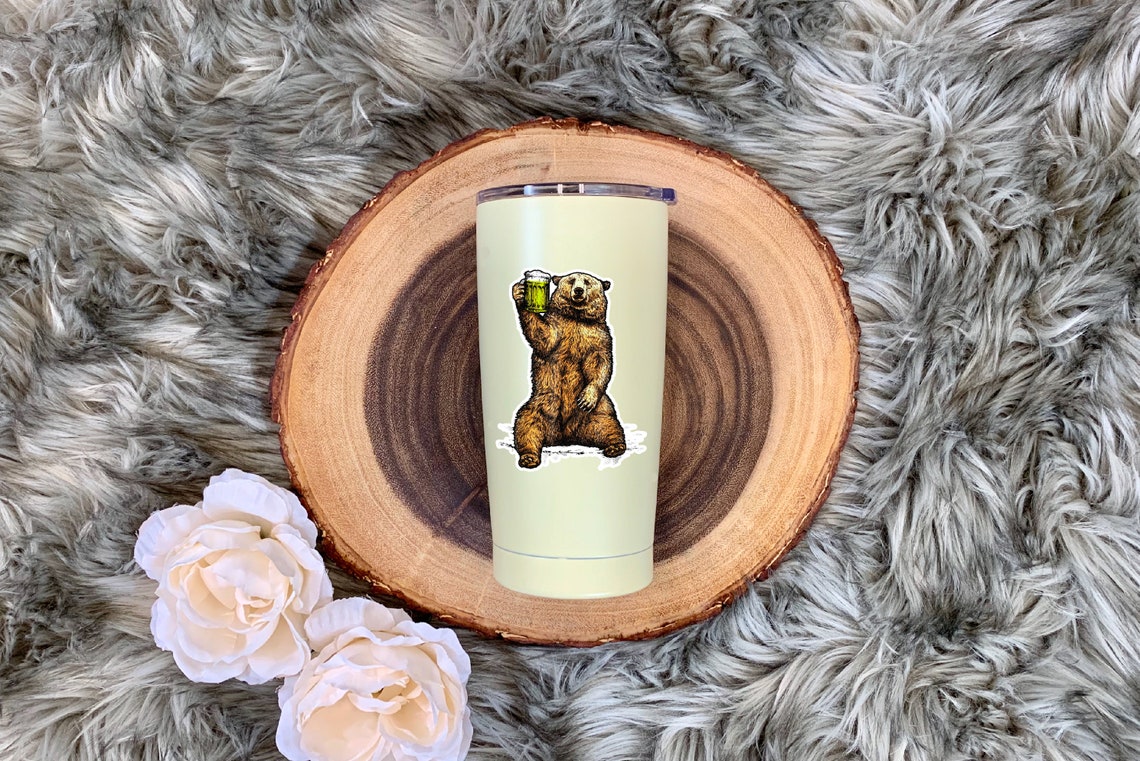 Bear Beer Sticker Vinyl Sticker Laptop Sticker Yeti Cooler - Etsy