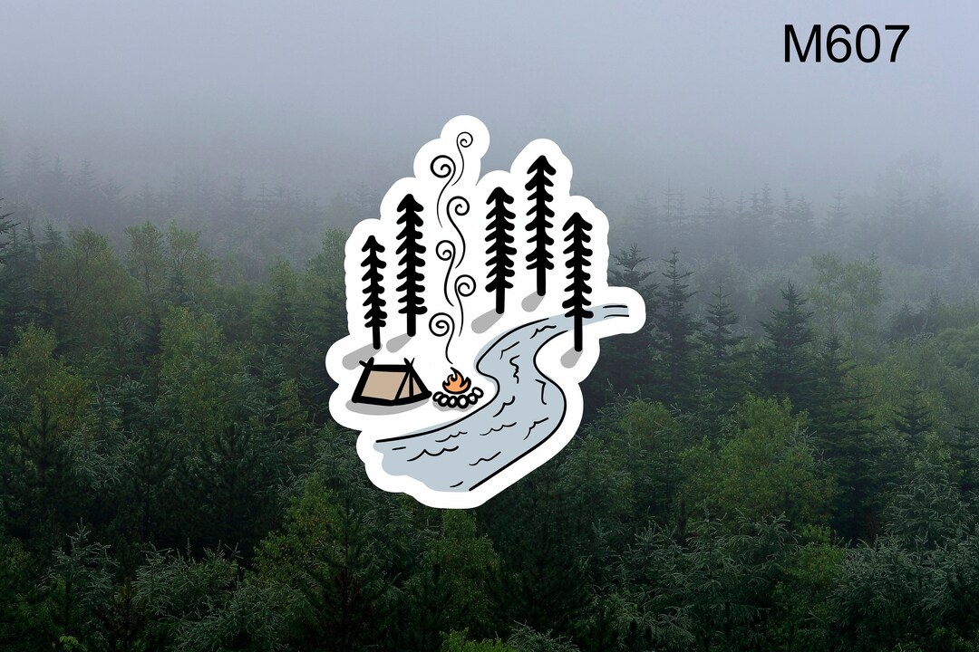 Camping Scene Sticker: Waterproof Vinyl Decal - Etsy