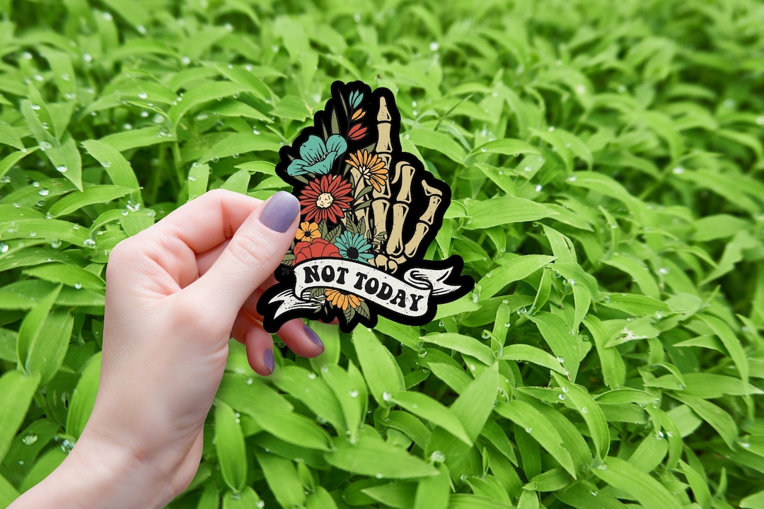 Skeleton Hand Sticker, Not Today Stickers, Middle Finger, Yeti Cooler ...