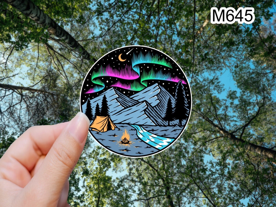 Mountain Camping, Northern Lights, National Park Stickers, Laptop ...