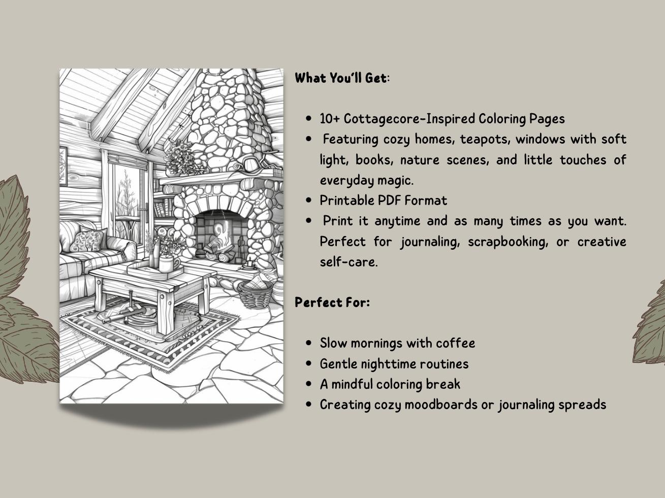 Cottage Corner Coloring Pages | Cozy Nature-inspired Printable Art ...