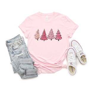 Pink Christmas Trees Sweatshirt, Pink Christmas Tree's Shirt, Pink ...