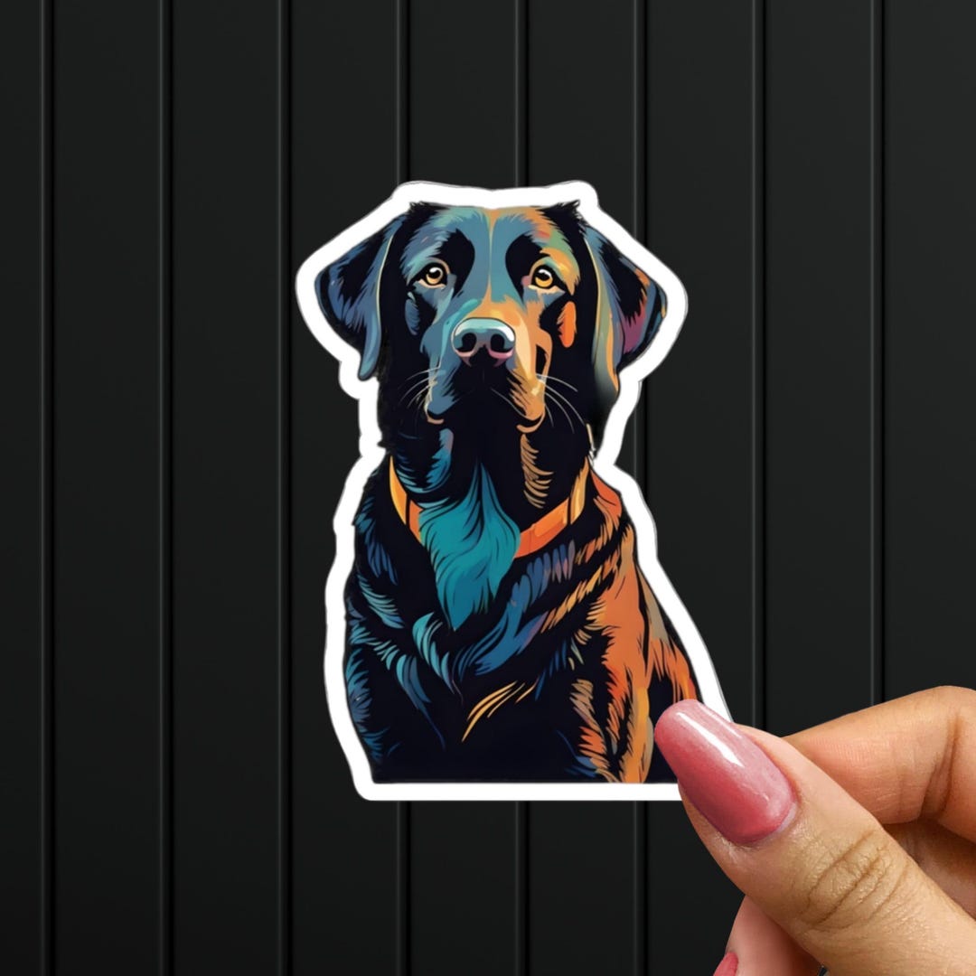 Black Lab Art Sticker, Labrador Decal, Watercolor Lab Dog Sticker ...