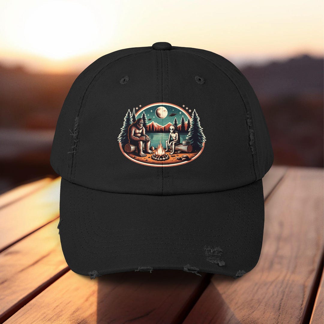 Bigfoot Alien Distressed Baseball Cap: Sasquatch UFO Hat - Etsy