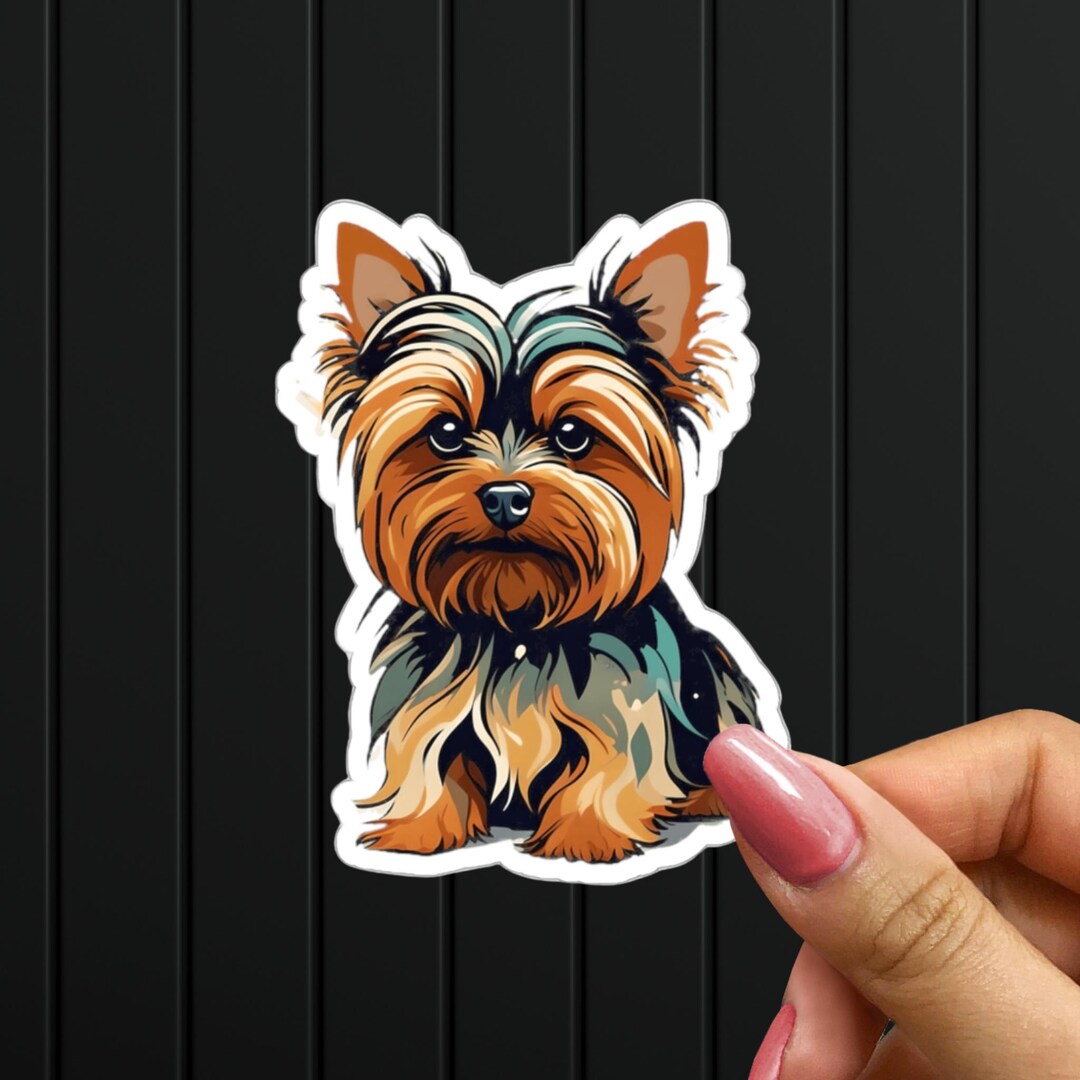 Yorkie Dog Sticker, Artistic Yorkshire Terrier Vinyl Decal - Etsy
