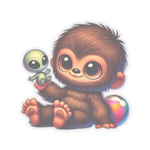 Cute Bigfoot & Alien Sticker, Kawaii Cryptid Friends, Adorable ...