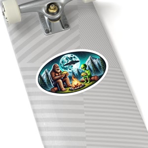 Bigfoot Alien Eating Tacos Sticker, Bigfoot Alien Campfire Sticker ...