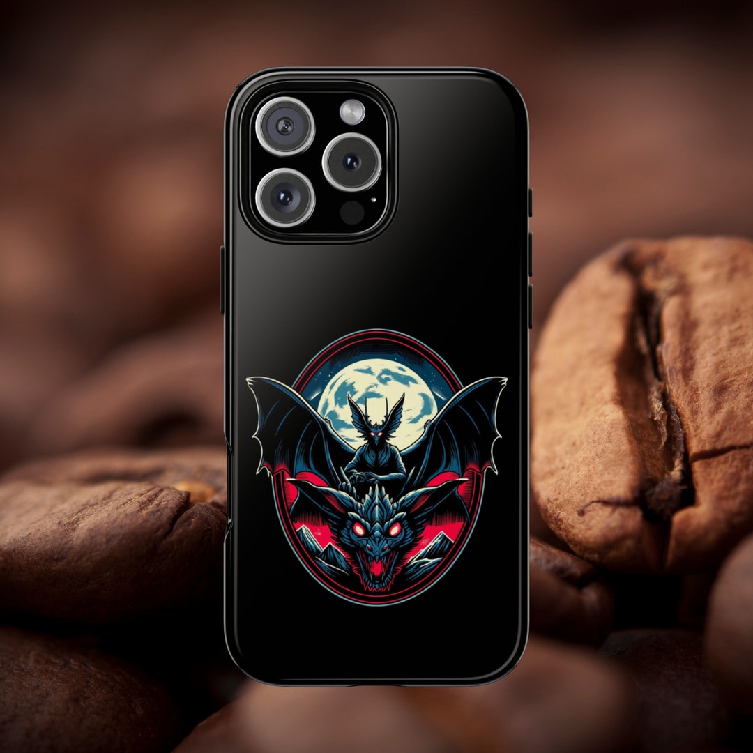 Mothman and Dragon Mythical Creatures Dusk Full Moon Fantasy Phone Case ...