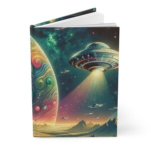 Fantasy UFO Journal, UFO Alien Hardcover Journal, Fantasy Futuristic ...