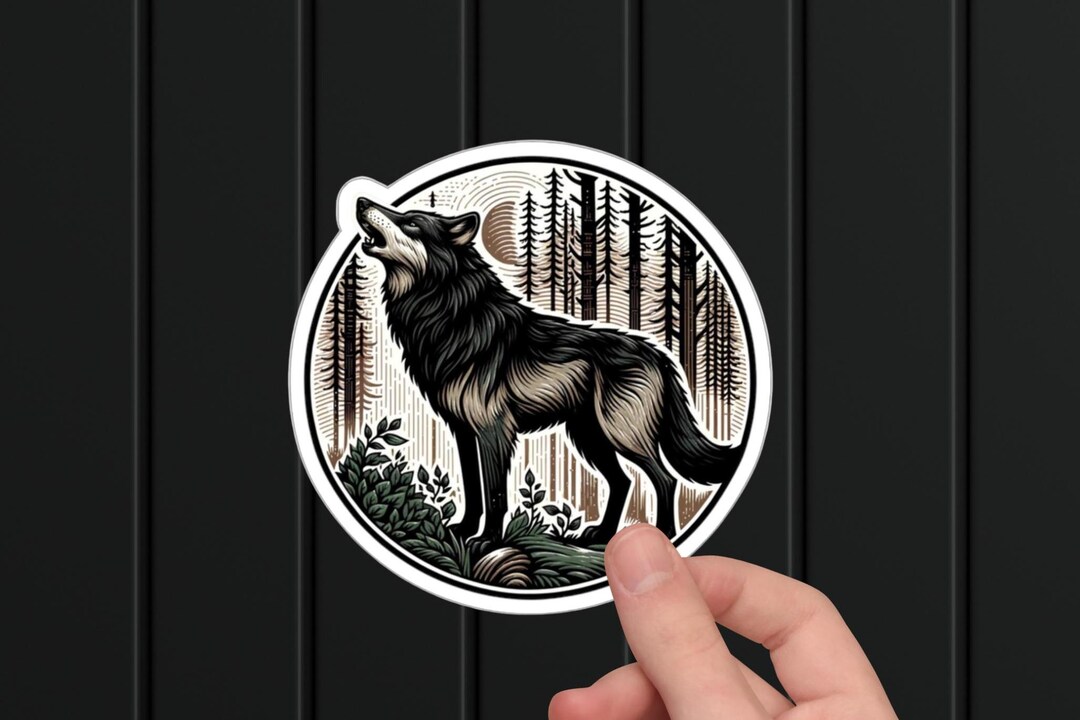Howling Wolf Sticker, Durable Vinyl Decal for Car, Laptop, Phone, Water ...