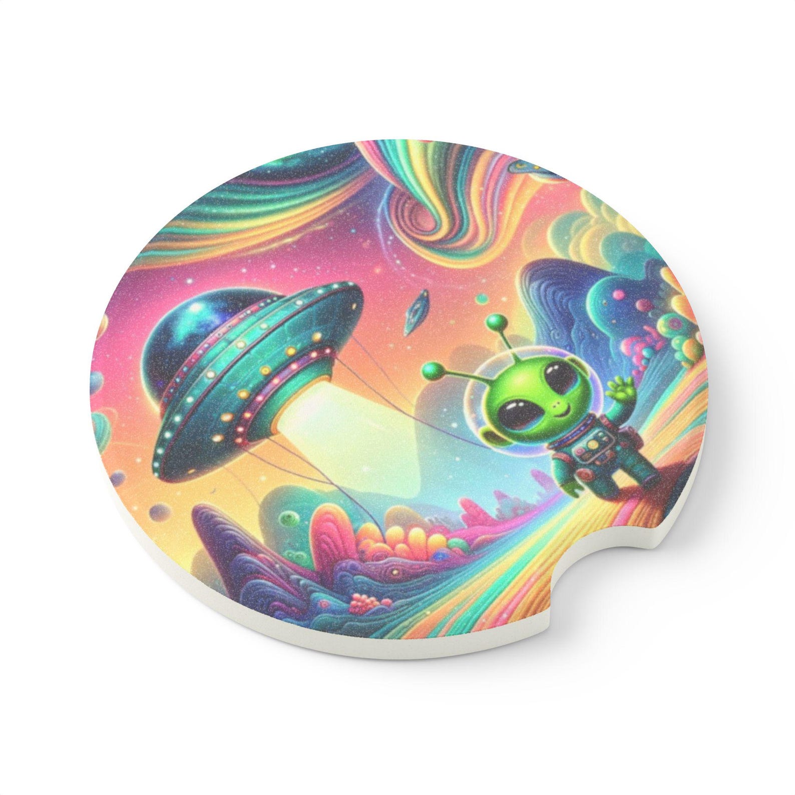 Pastel Alien Car Coaster: Sci-fi Auto Decor - Etsy