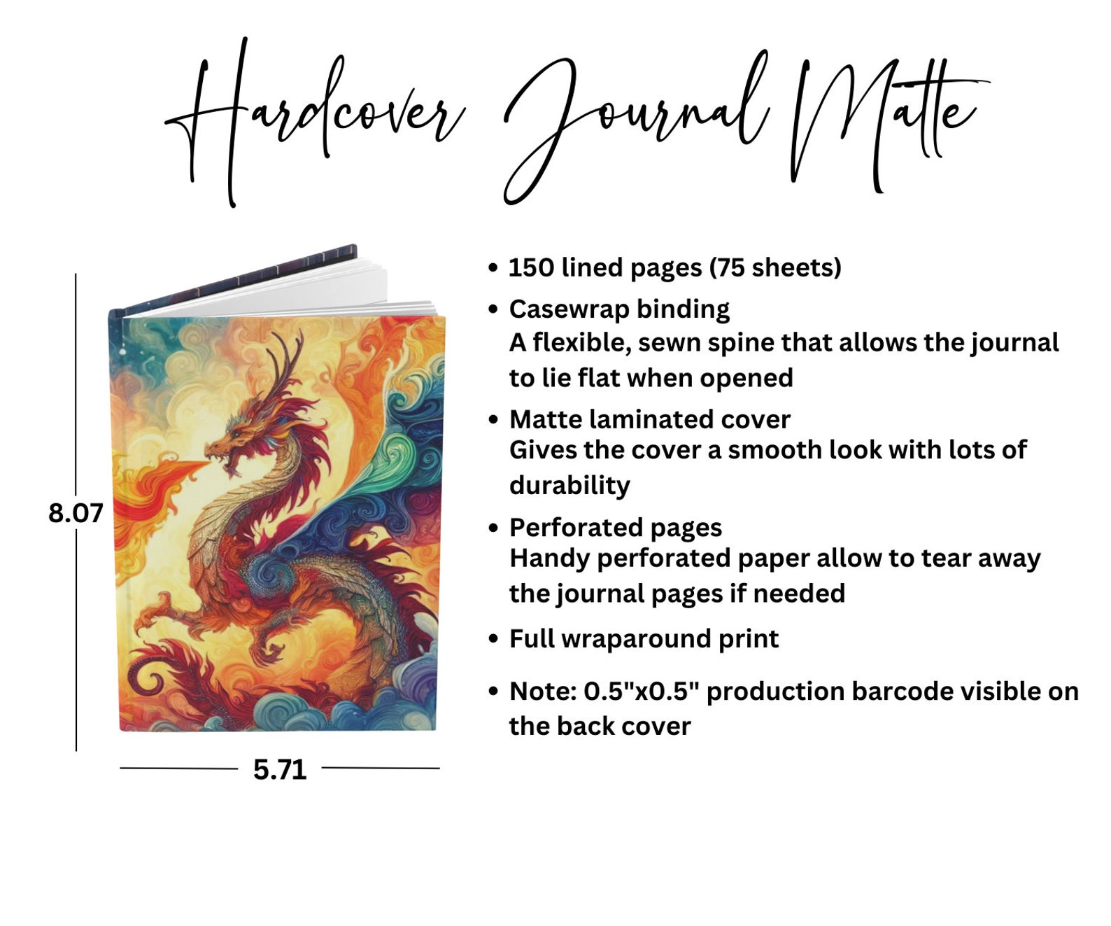 Dragon Journal, Mythical Dragon Hardcover Journal, Mythical Creature ...