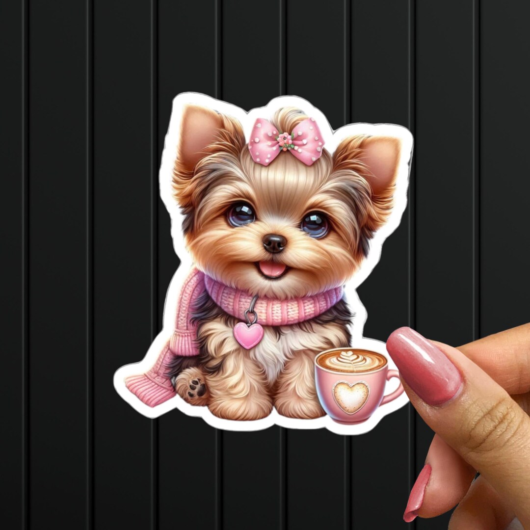 Yorkie Vinyl Sticker, Coffee Latte Art, Puppy Dog Decal - Etsy
