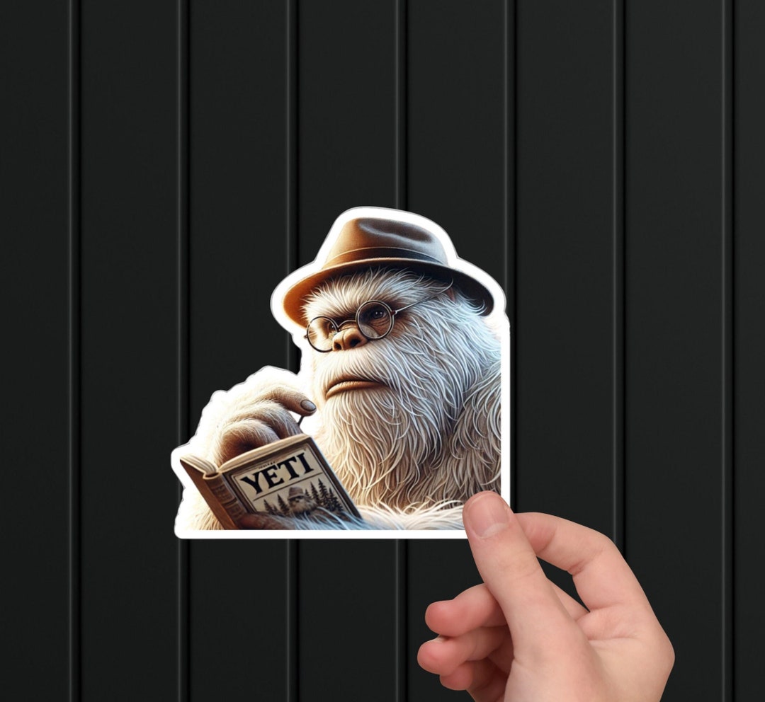 Yeti Reading Book Sticker, Yeti Sticker, Laptop Sticker, Transparent ...