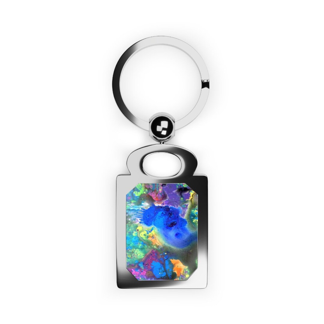 Colorful Art Key Ring Rectangle Key Chain Colorful Key - Etsy