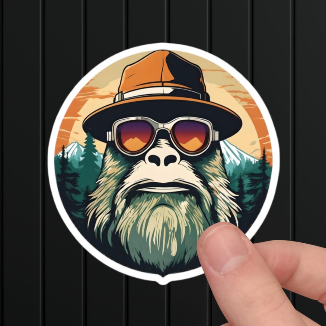 Bigfoot Sticker, Cool Sasquatch Decal, Retro Aesthetic Cryptid, Hipster ...