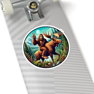 Bigfoot Riding a Moose Sticker: Cryptid Outdoor Adventure Decal, PNW ...
