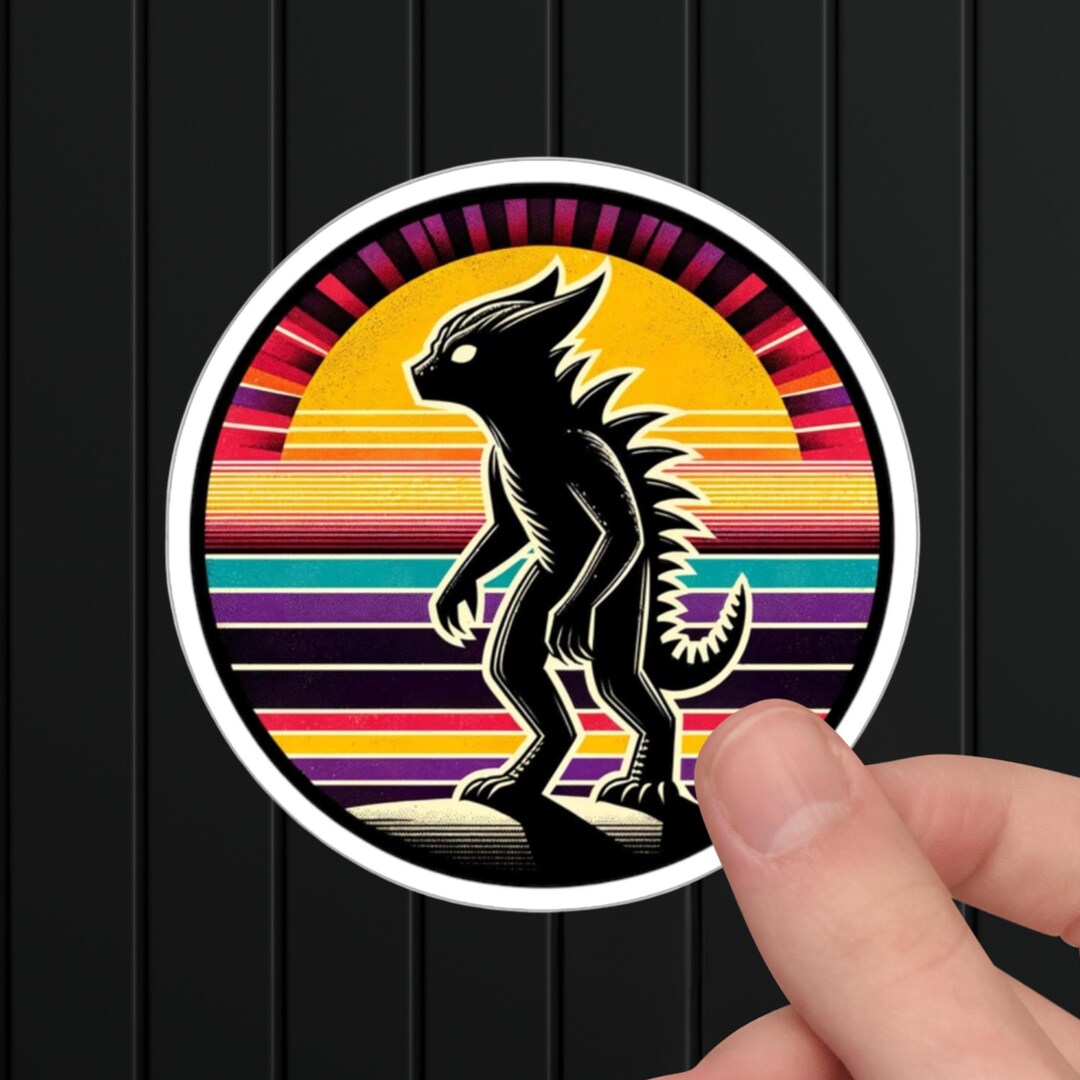 Chupacabra Vinyl Sticker: 80s Sunset Cryptid Decal - Etsy