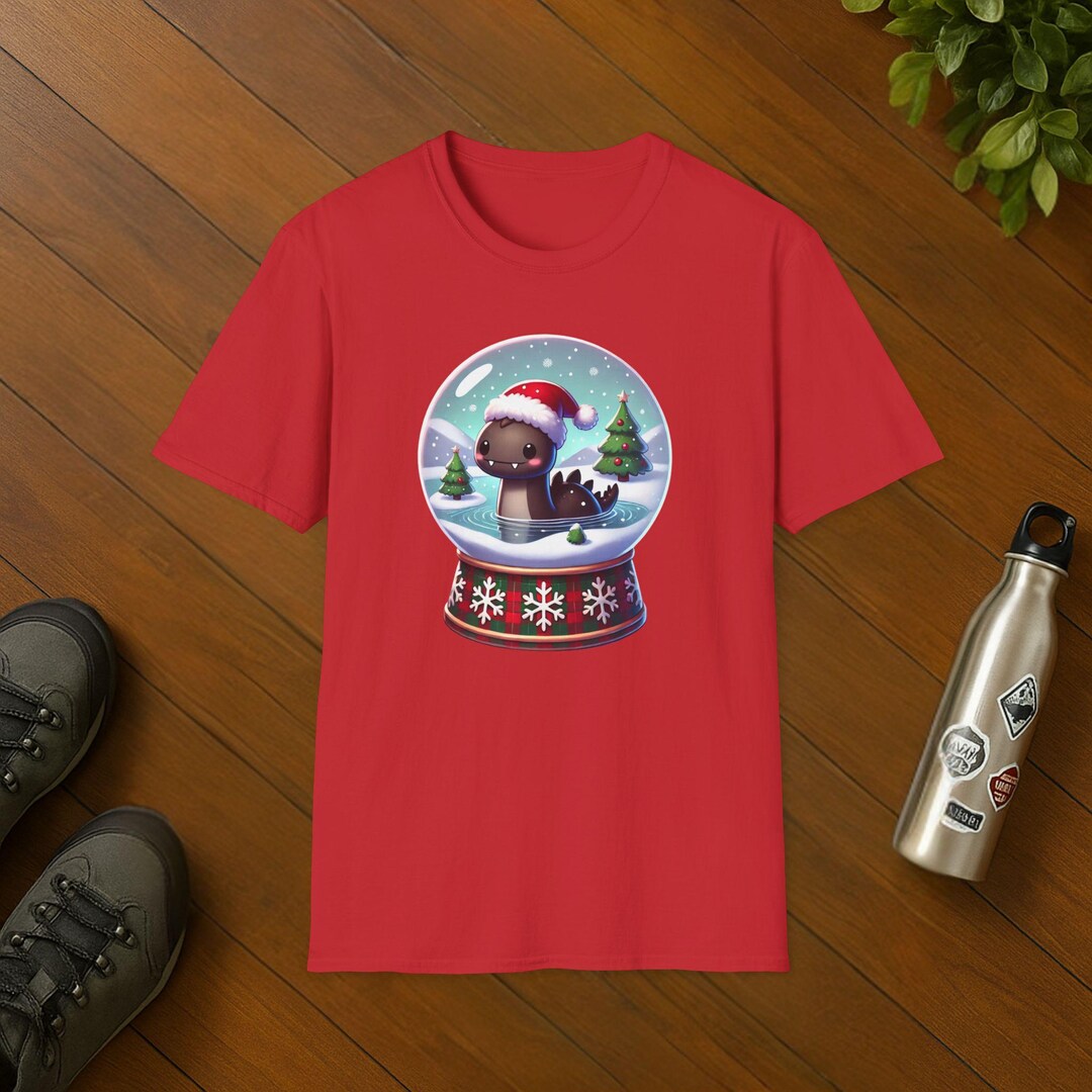 Loch Ness Monster Christmas T-shirt, Cute Cryptid Holiday Tee, Festive ...
