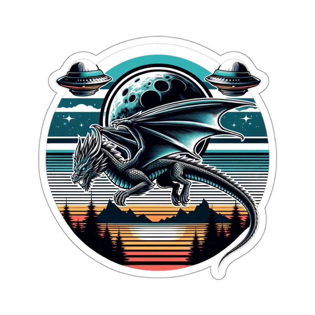 Dragon Sticker, Winged Dragon UFO Sticker, Magestic Dragon Laptop ...