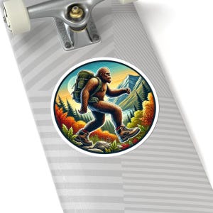 Hiking Bigfoot Sticker, Mountain Backpacking Sasquatch Art, Outdoorsy ...