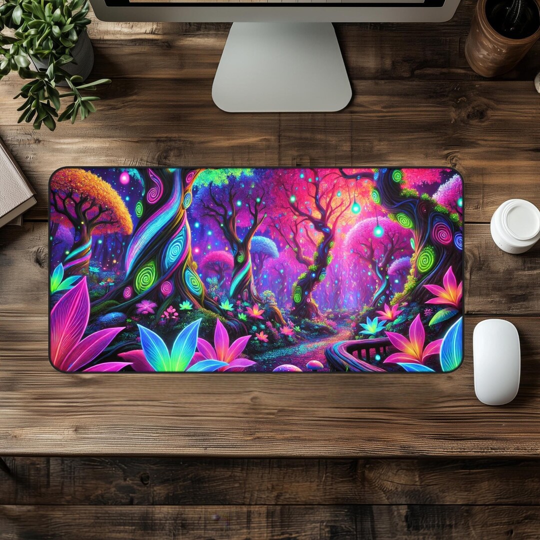 Fantasy Forest Desk Mat - Vibrant and Magical Nature Scene for ...