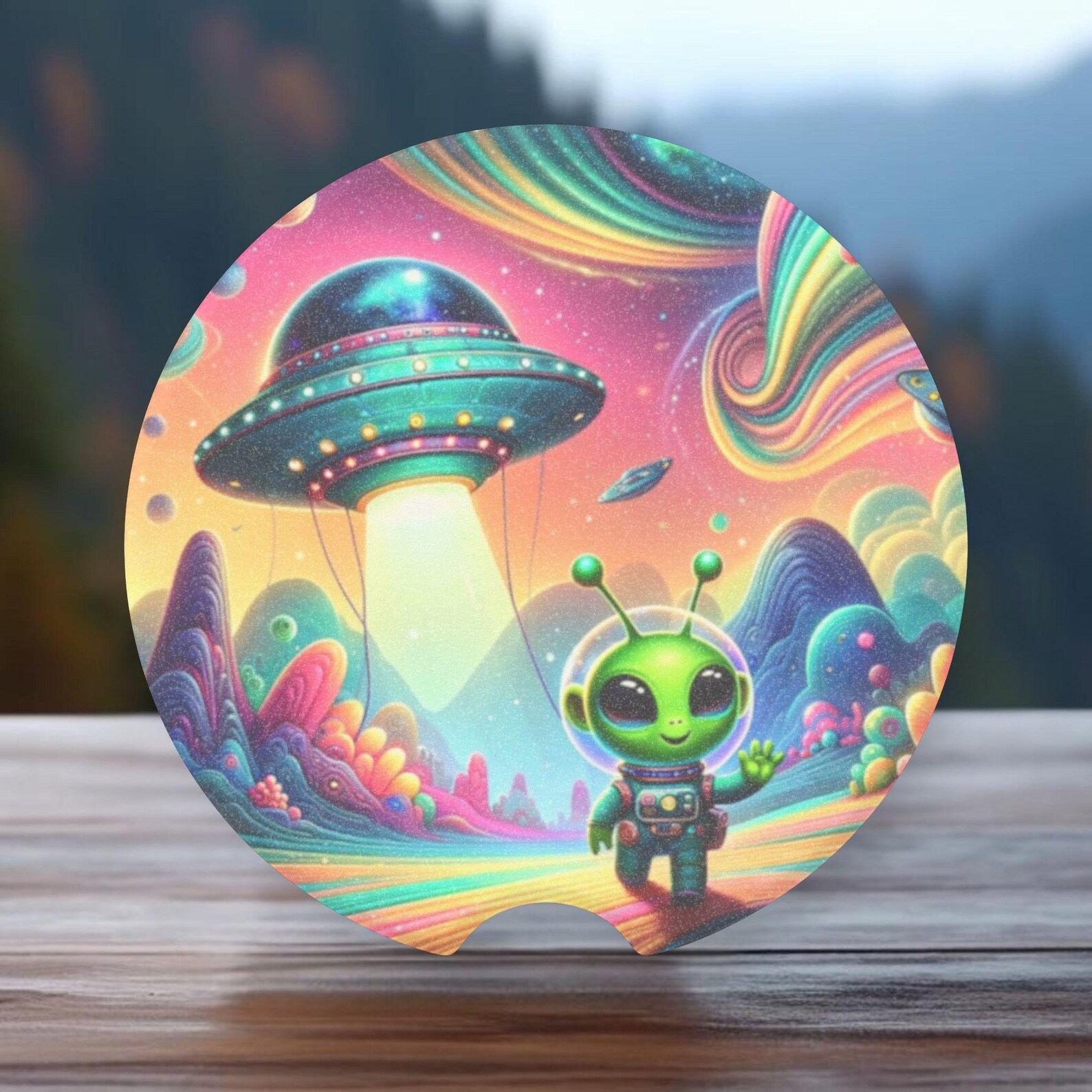 Pastel Alien Car Coaster: Sci-fi Auto Decor - Etsy