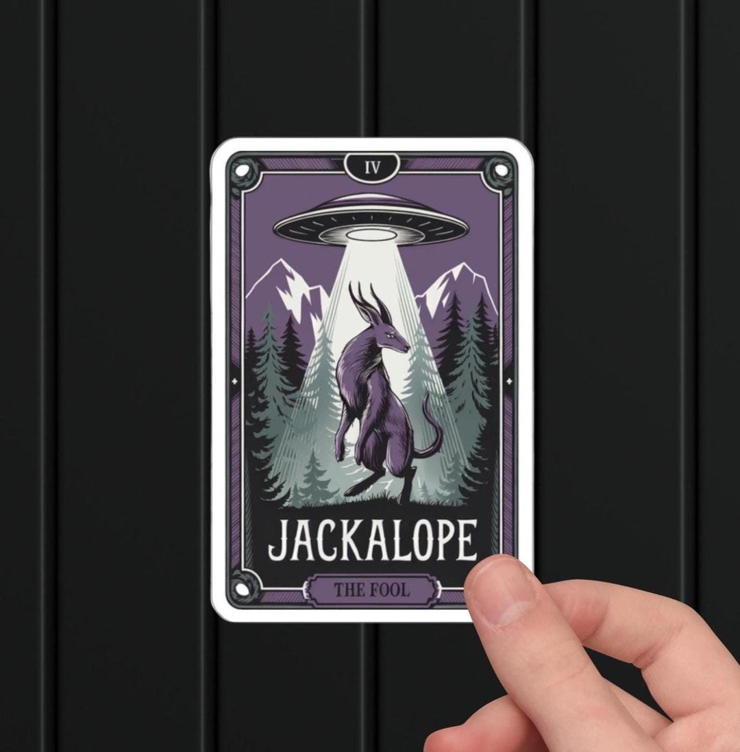 Jackalope Tarot Card Sticker, Mystical Cryptid UFO Sticker, Laptop ...