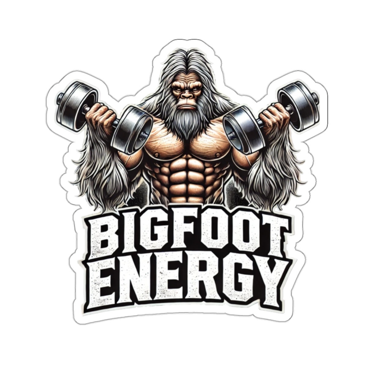 Bigfoot Energy Sticker, Funny Bigfoot Sticker, Bigfoot Gym Buff Sticker ...