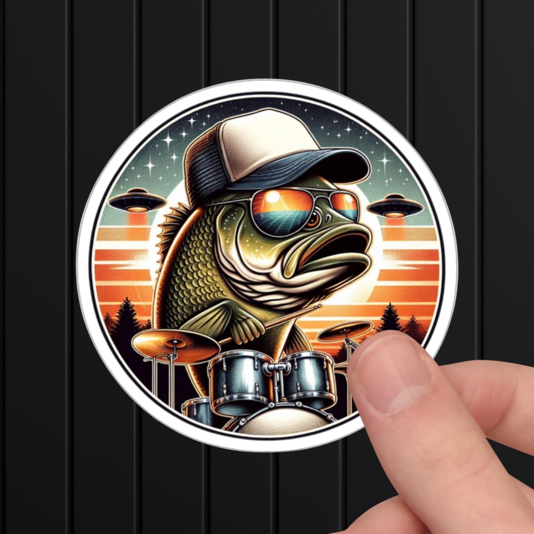 Bass Drummer UFO Sticker: Retro Alien Musician Vinyl Decal - Etsy