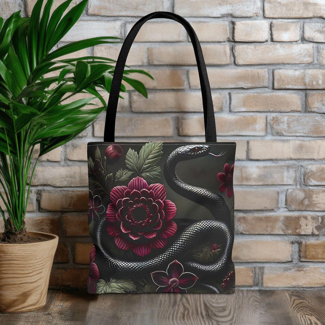 Gothic Serpent Tote Bag, Dark Fantasy Gothic Snake Reusable Shopping ...