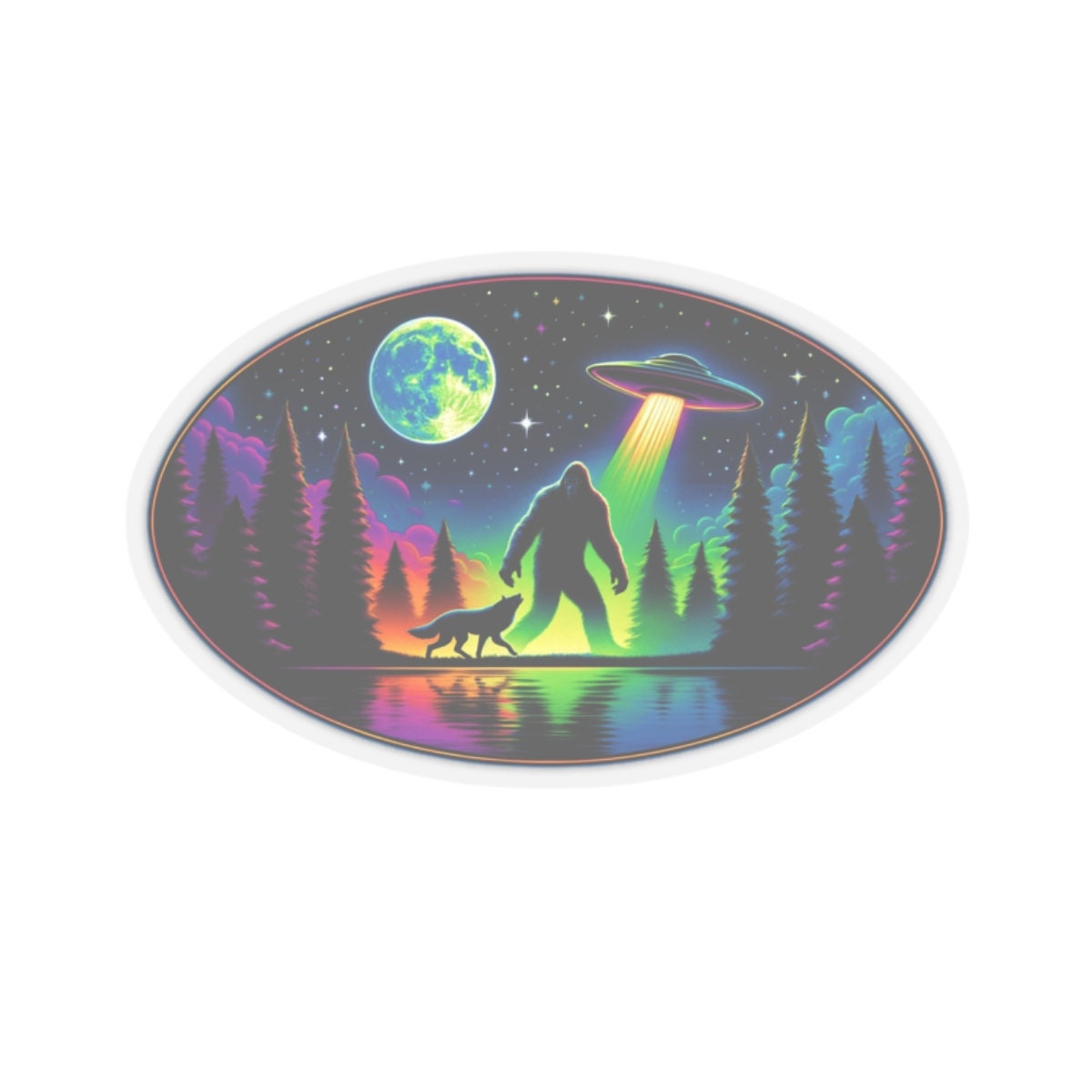 Bigfoot Sticker, Bigfoot UFO Sticker, Bigfoot Laptop Sticker, Sasquatch ...