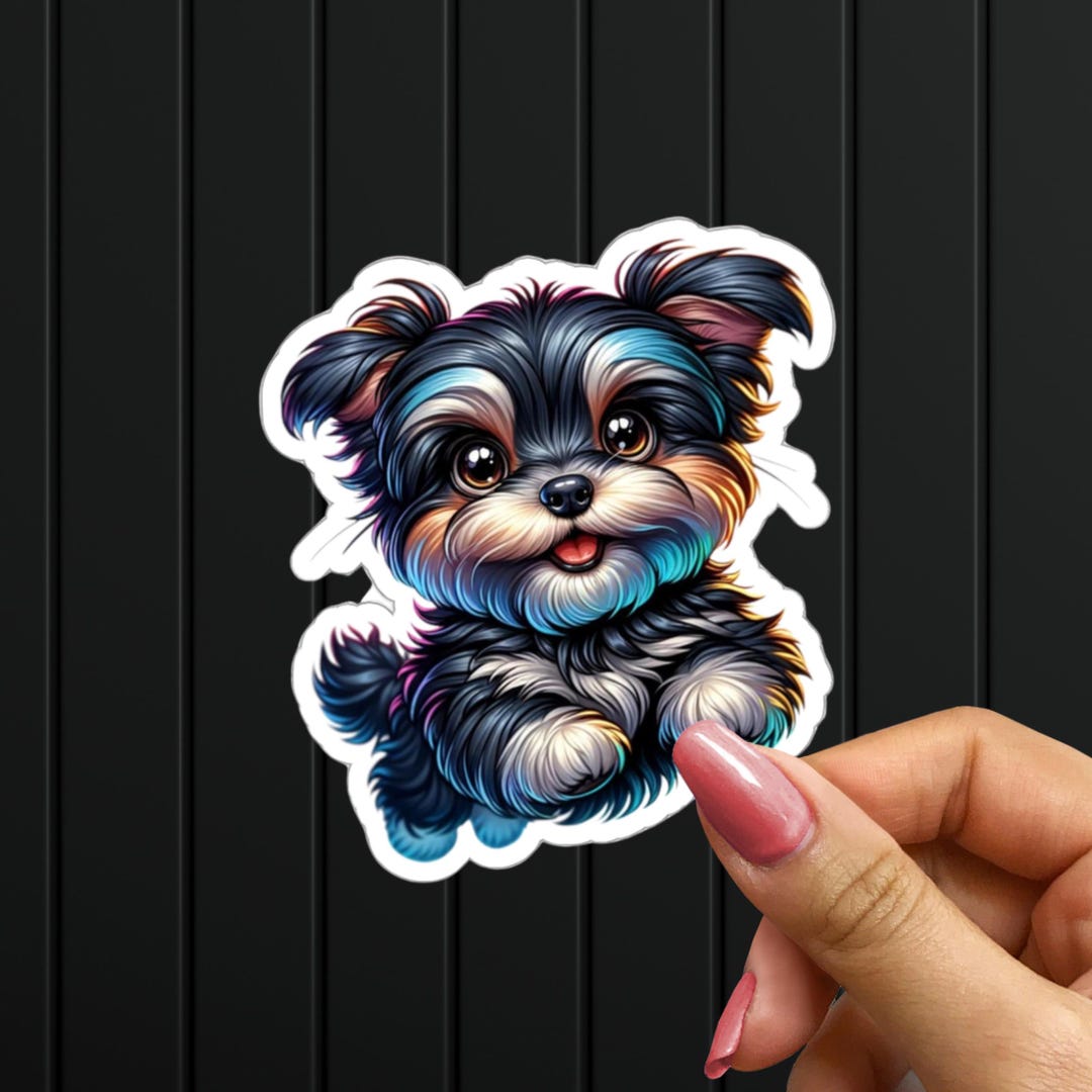 Cute Yorkie Puppy Sticker, Small Dog Vinyl Decal, Adorable Yorkshire ...