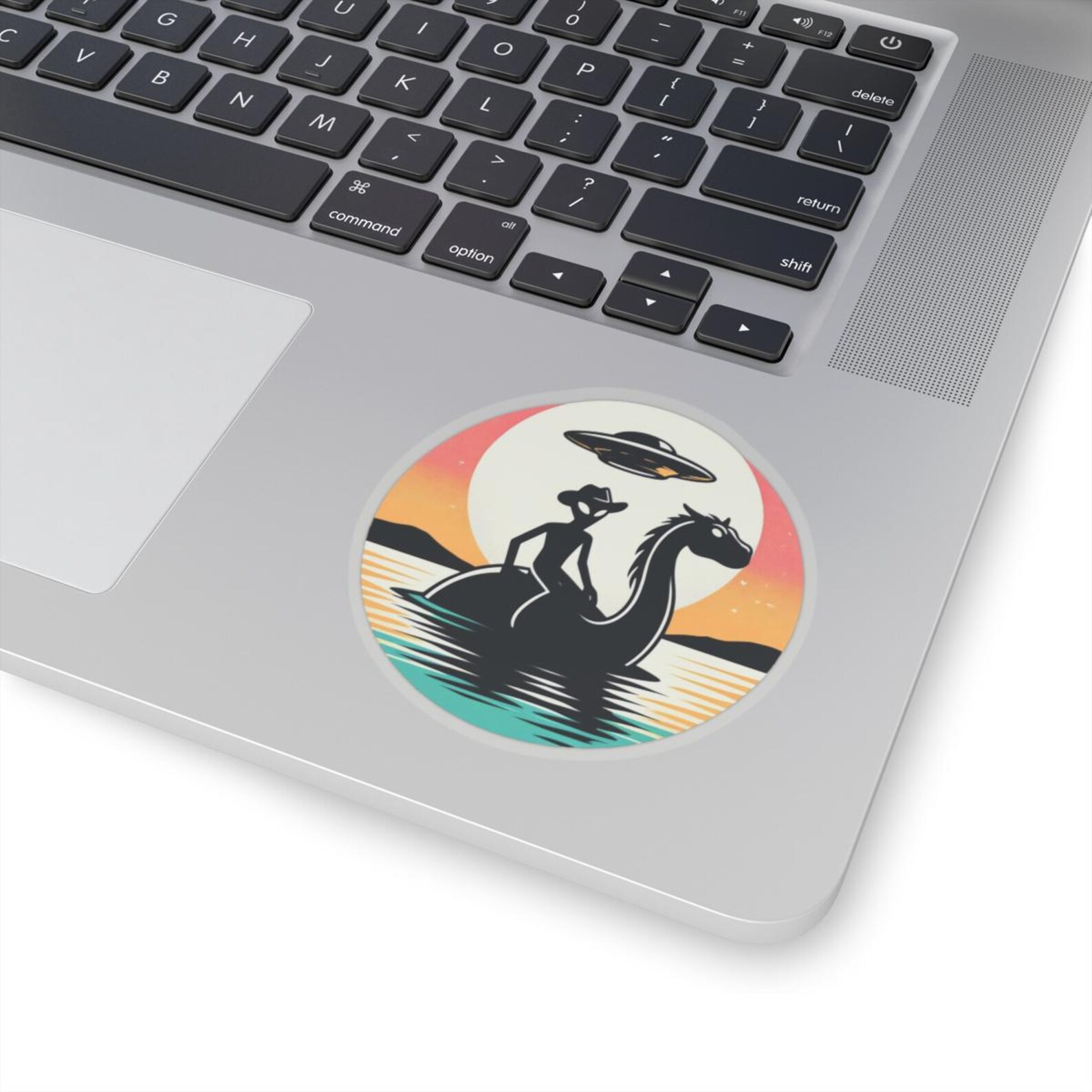 Alien Cowboy Riding Loch Ness Monster Sticker: Sci-fi Western Art - Etsy