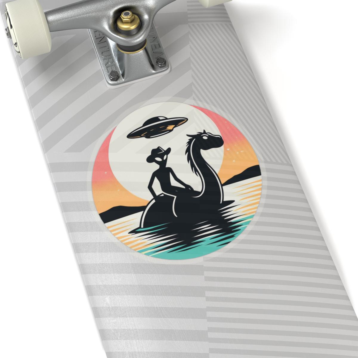 Alien Cowboy Riding Loch Ness Monster Sticker: Sci-fi Western Art - Etsy