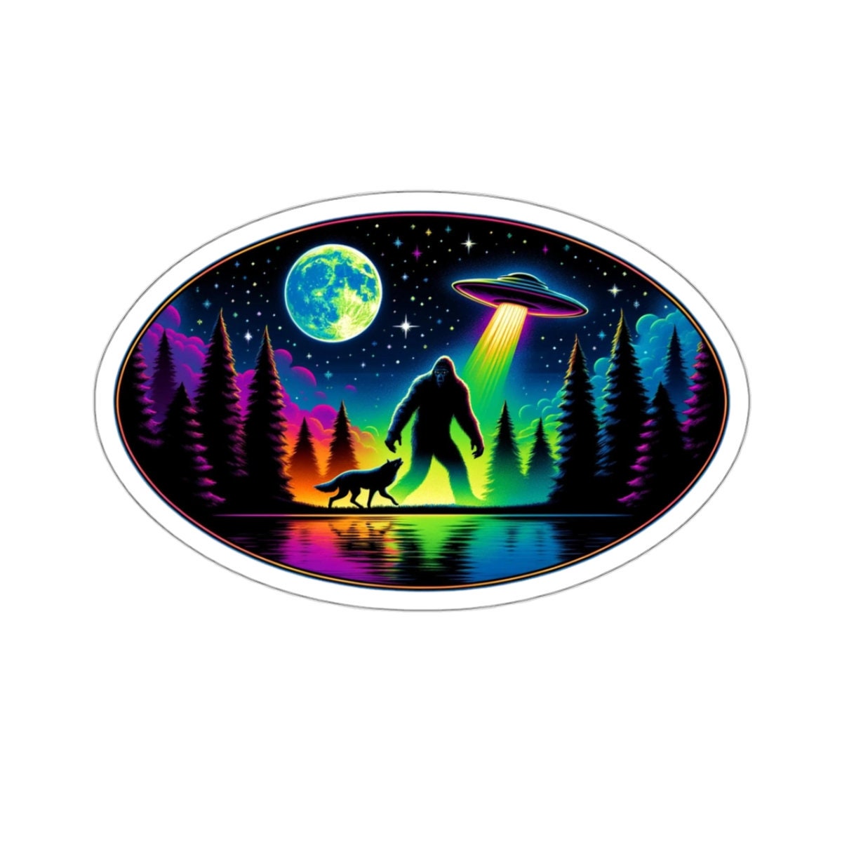 Bigfoot Sticker, Bigfoot UFO Sticker, Bigfoot Laptop Sticker, Sasquatch ...