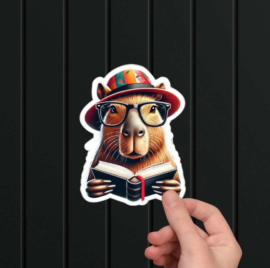 Capybara Sticker, Capybara Reading a Book Sticker, Funny Capybara ...