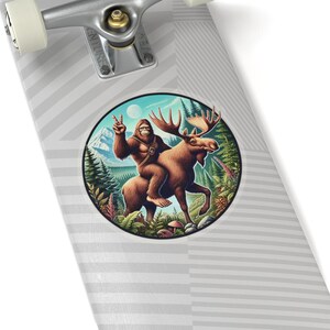 Bigfoot Riding a Moose Sticker: Cryptid Outdoor Adventure Decal, PNW ...