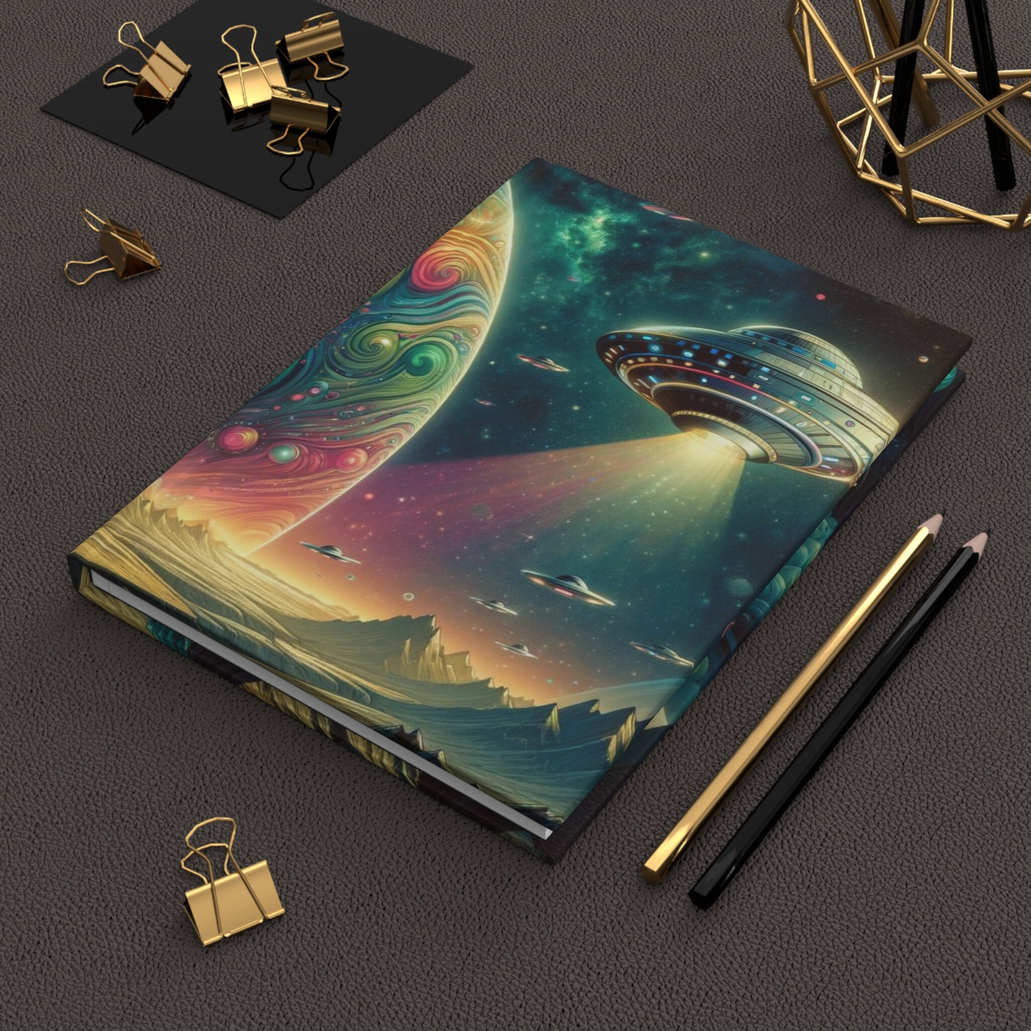 Fantasy UFO Journal, UFO Alien Hardcover Journal, Fantasy Futuristic ...