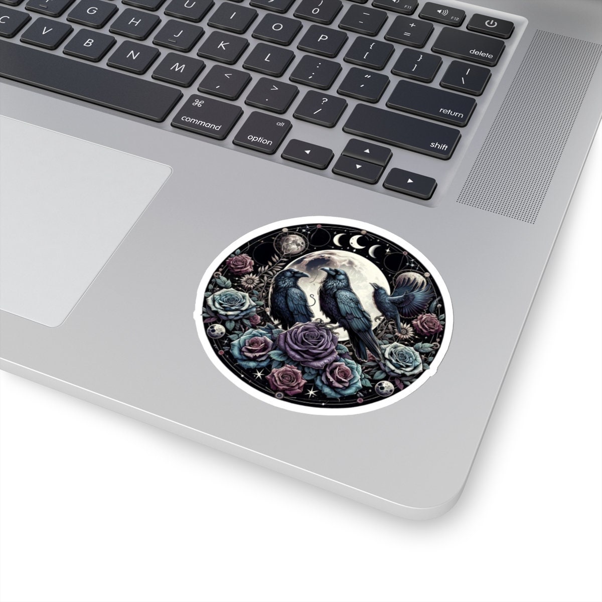 Celestial Raven Sticker, Dark Rose Thorn Crow Sticker, Raven Laptop ...