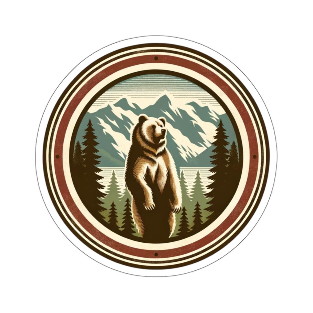 Grizzly Bear Sticker, Mountain Bear Sticker, Brown Bear Laptop Sticker ...