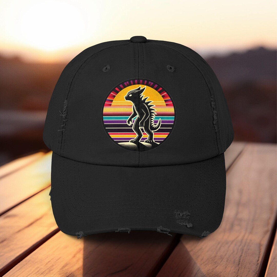 Chupacabra Sunset Hat: Distressed Baseball Cap - Etsy
