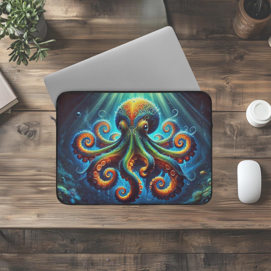 Octopus Laptop or Tablet Case, Underwater Marine Life Laptop Sleeve ...